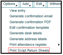 Print script return sheet