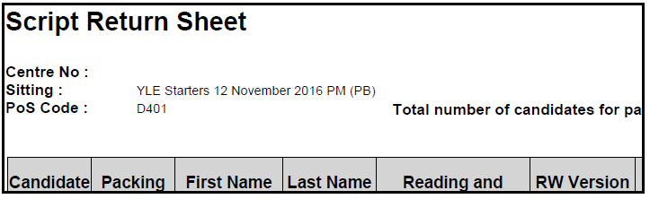 Script return sheets PDF